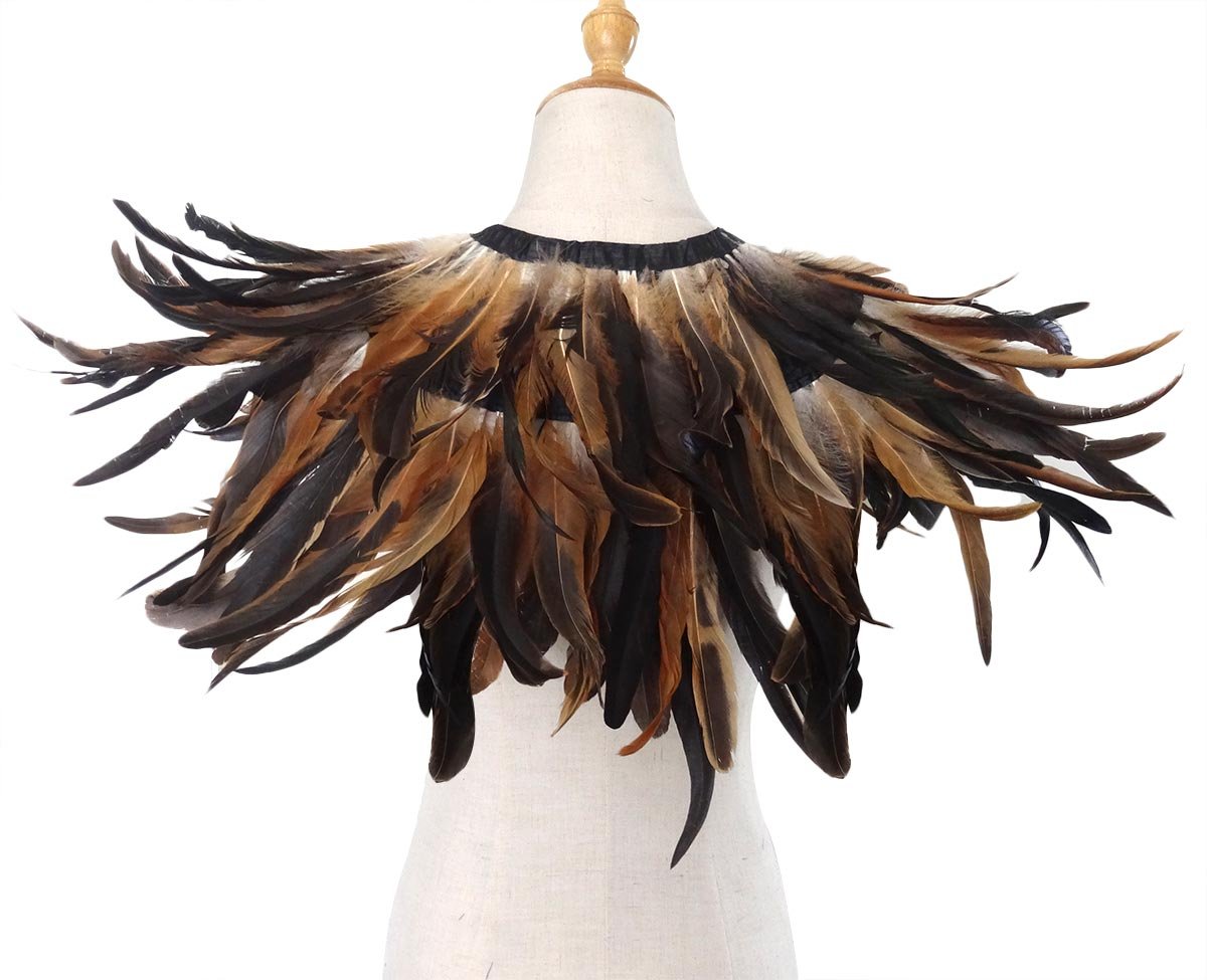 L'VOW Gothic Black Feather Shrug Cape Shawl Halloween Costume for Men (Style -03)