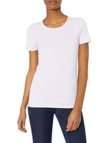 Amazon Essentials Women's Classic-Fit Short-Sleeve Crewneck T-Shirt, Pack of 2, White, Small