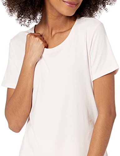 Amazon Essentials Women's Classic-Fit Short-Sleeve Crewneck T-Shirt, Pack of 2, Light Grey Heather/Light Pink, Large