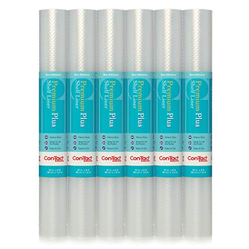 Con-Tact Brand Premium Plus Non-Adhesive Contact Shelf and Drawer Liner, 18" x 6', Nova Crystal Clear, 6 Rolls