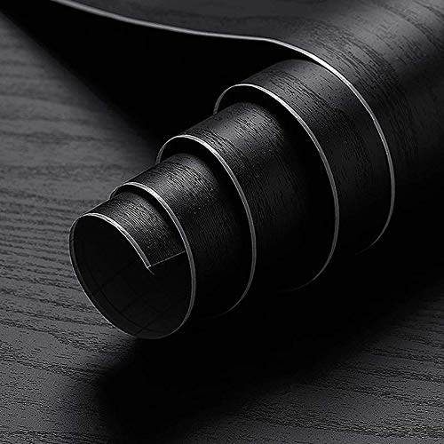 Oxdigi Black Wood Contact Paper - 23.6 x 196 Inches - Self-Adhesive, Removable and Waterproof - Ideal Peel and Stick Wallpaper for Cabinet, Countertop, Desktop, Rental Property, Kitchen