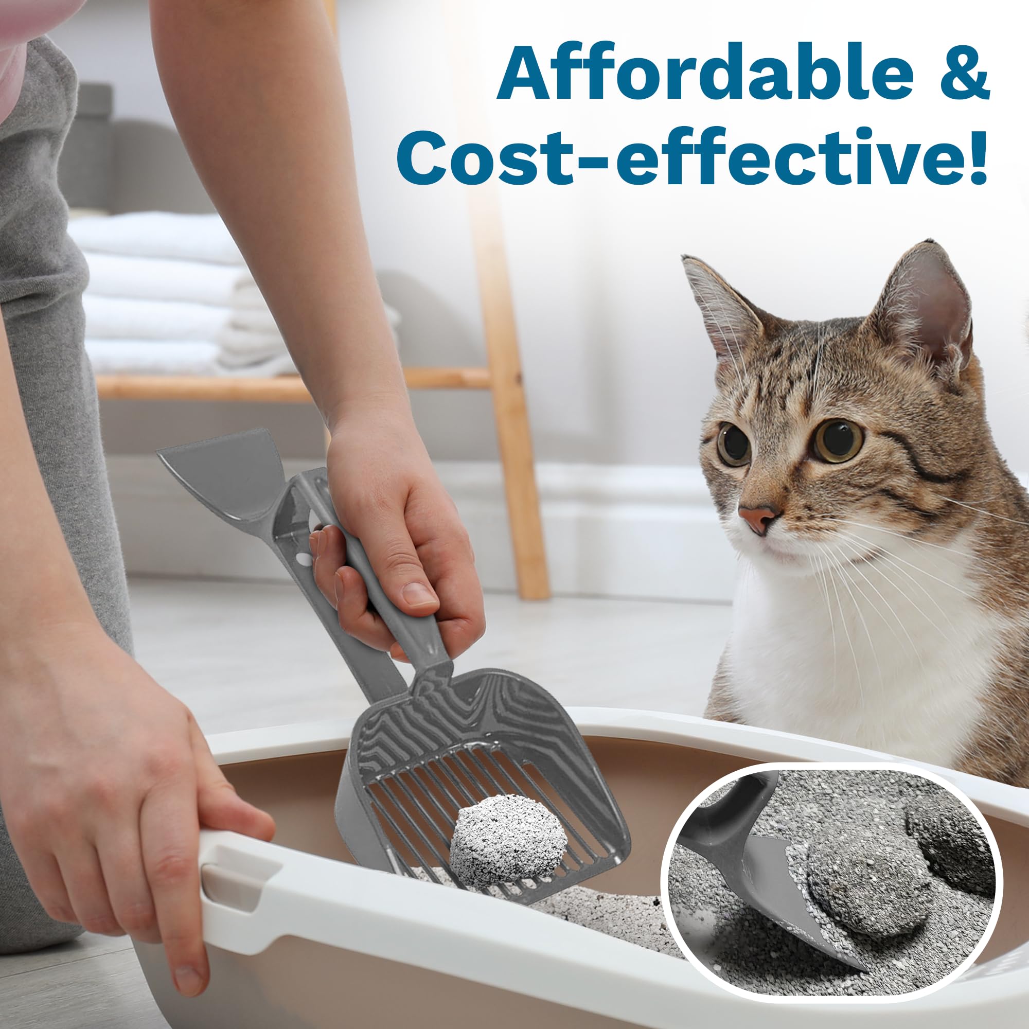 SCRAPE 'N' SCOOP Cat Litter Clump Remover with Sifter β Litter Box Scooper & Scraper 2 in 1 for Litter Tray, Potty, & Litter Pan - Animal Waste Cleaner Tool - Pet Accessories & Supplies - Grey