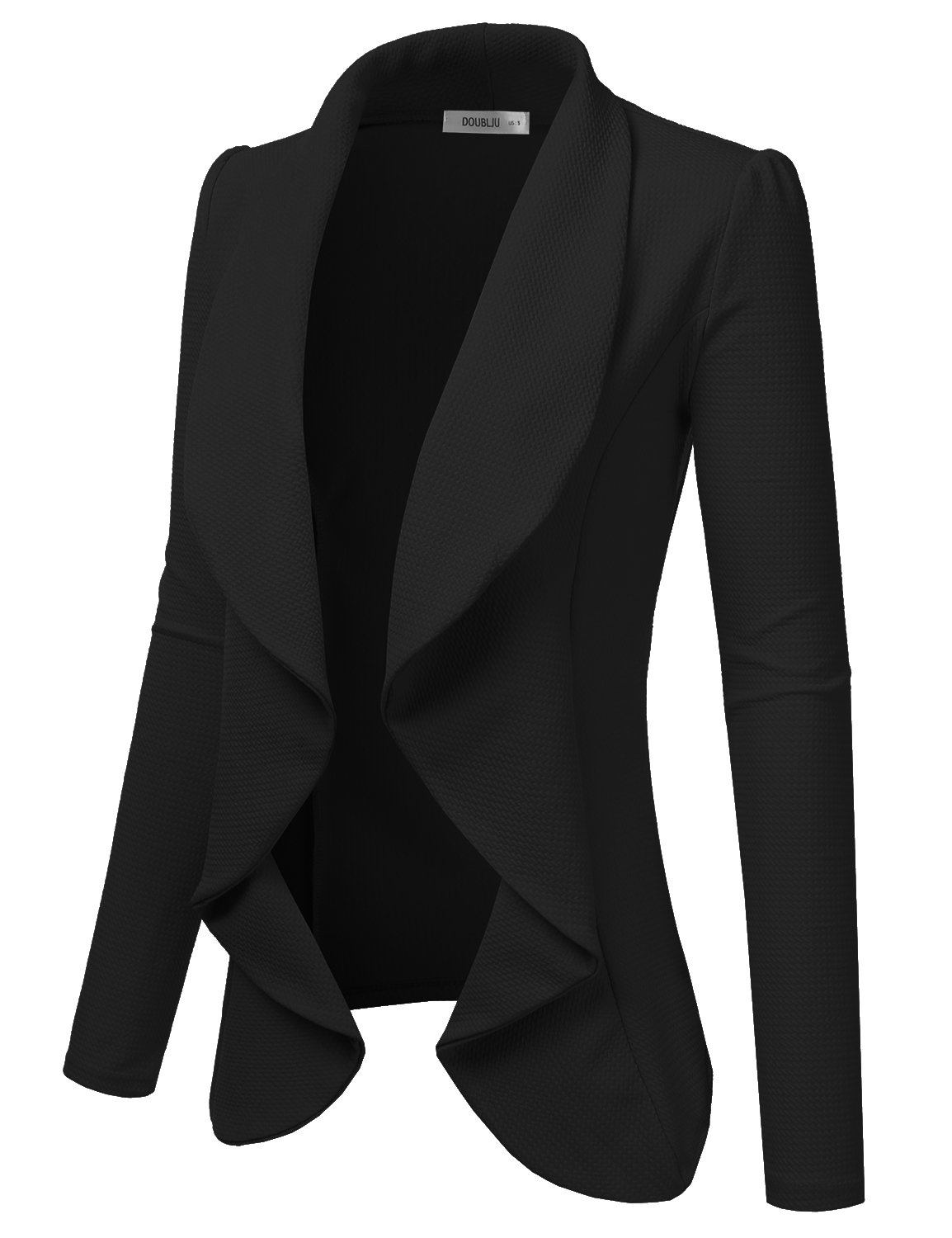 DOUBLJU Classic Draped Open Front Long Sleeve Business Casual Work Deconstructed Blazer Jackets for Womens with Plus Size