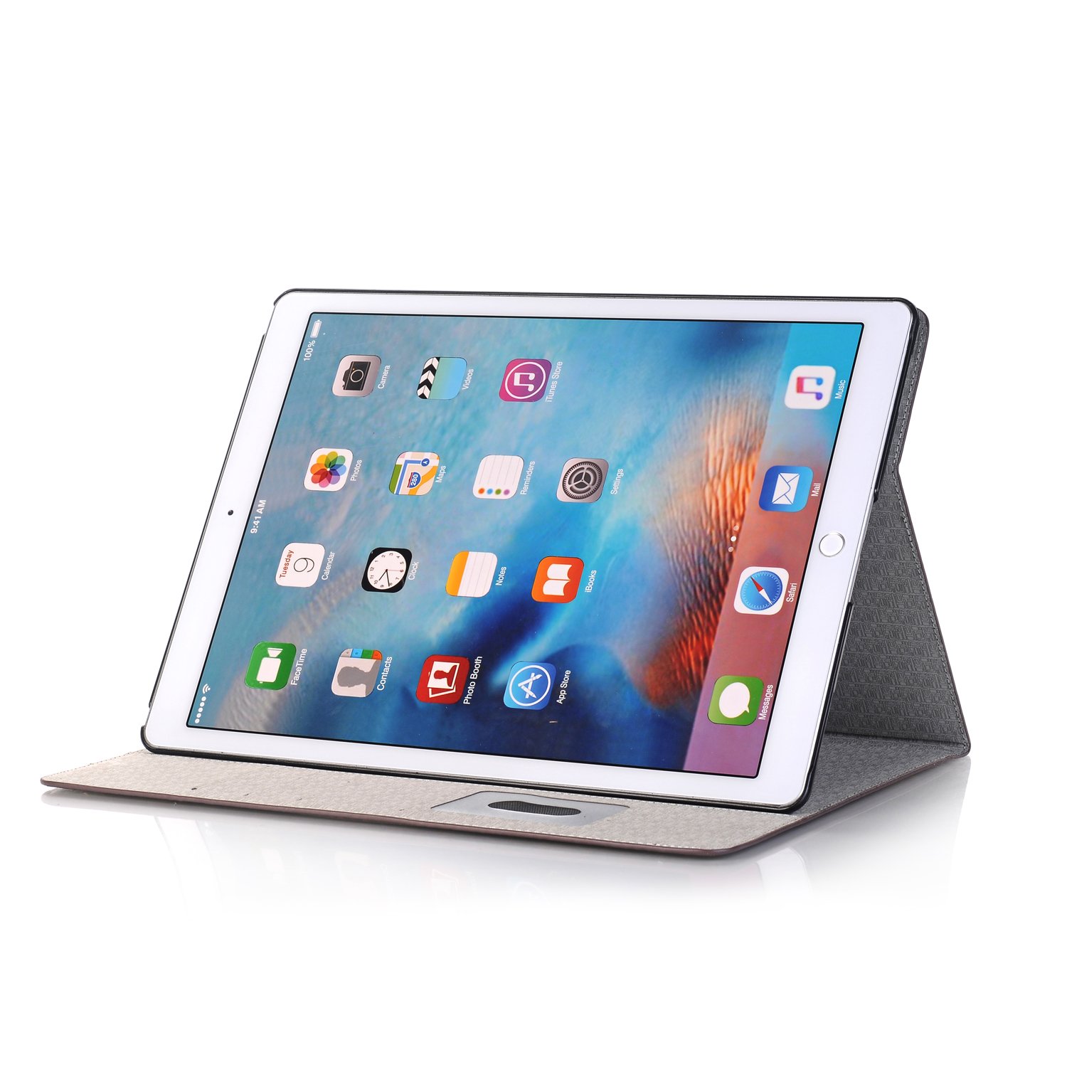 iPad Pro 1st 2nd (12.9'') Case for Women, DMaos Crocodile Synthetic Leather Stand Folio Smart Cover, Auto Sleep/Wake, Document Card Holder - Brown