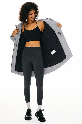 Orolay Women's Stylish Down Hooded Jacket with Two-Way Zipper Winter Down Coat Puffer Jacket Grey XL