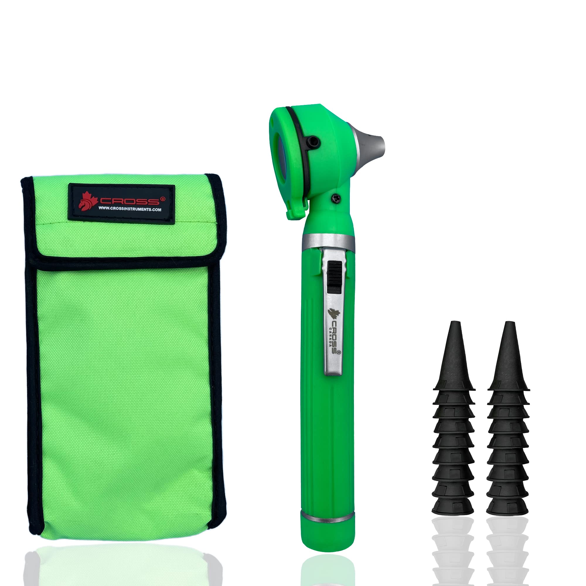 Cross Canada 11-084 Physician Fiber Optic LED Pocket Otoscope Diagnostic Set - Green