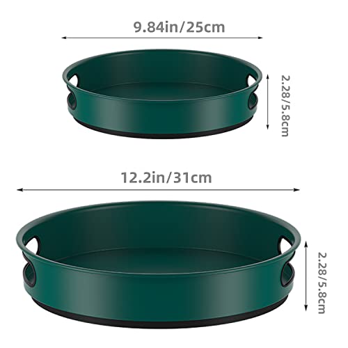2Pack Lazy Susan Turntable Organizer Round Metal Lazy Susan Storage 12 &10 Inch for Kitchen/Cabinet/Living Room/Bathroom Refrigerator (Green)