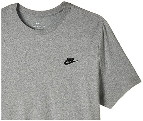 Nike Men's Standard NSW Club Tee, Dark Grey Heather/Black, Large