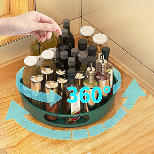 2Pack Lazy Susan Turntable Organizer Round Metal Lazy Susan Storage 12 &10 Inch for Kitchen/Cabinet/Living Room/Bathroom Refrigerator (Green)