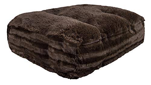 Bessie and Barnie Grizzly Bear/Godiva Brown Luxury Shag Extra Plush Faux Fur Rectangle Pet/Dog Bed (Multiple Sizes)