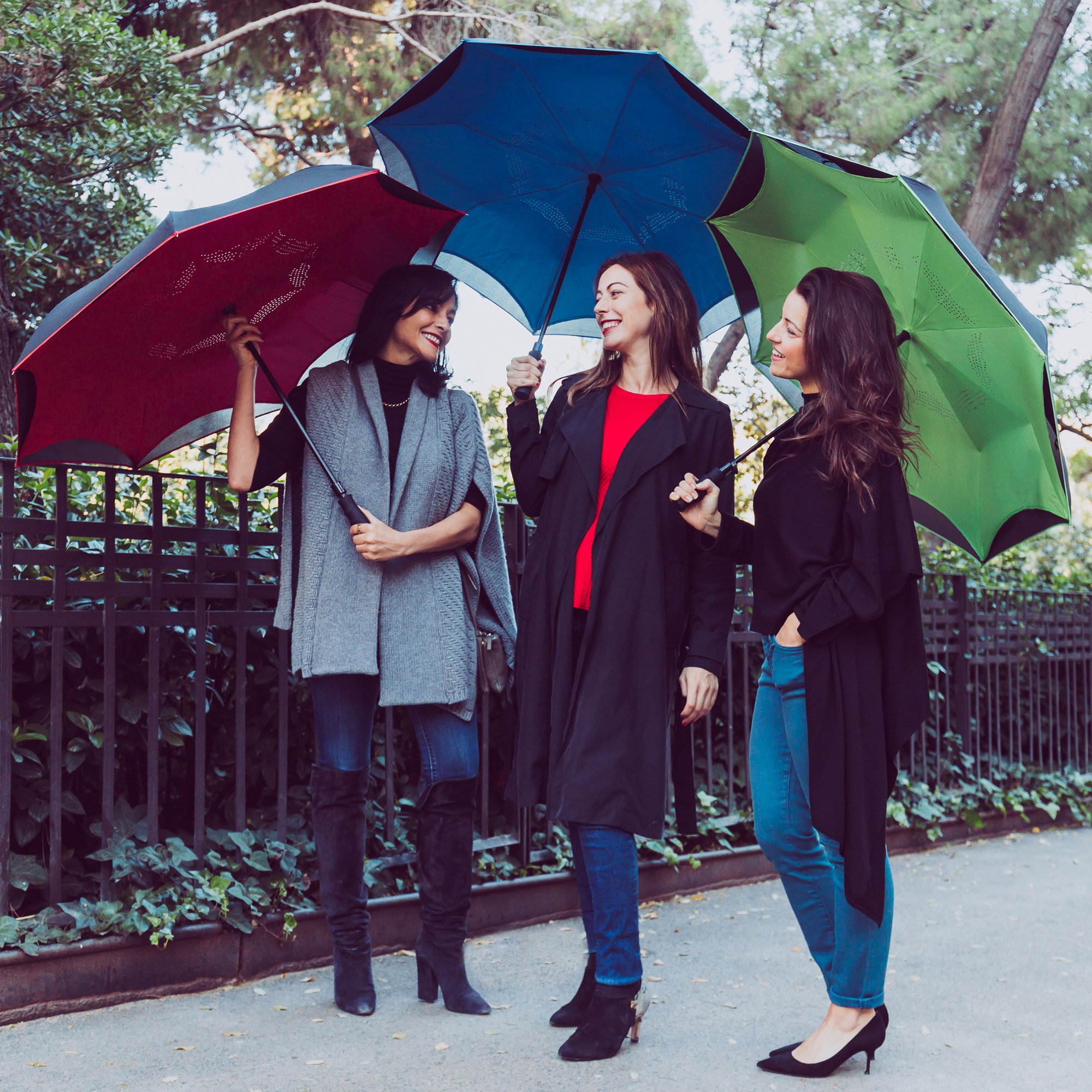 The Inversa Large 48" Reverse Self Standing Windproof Inverted Reversible, Double Layer Canopy Lightweight Travel Umbrella For Women and Men, Portable Umbrella Reverse Close - Royal Blue