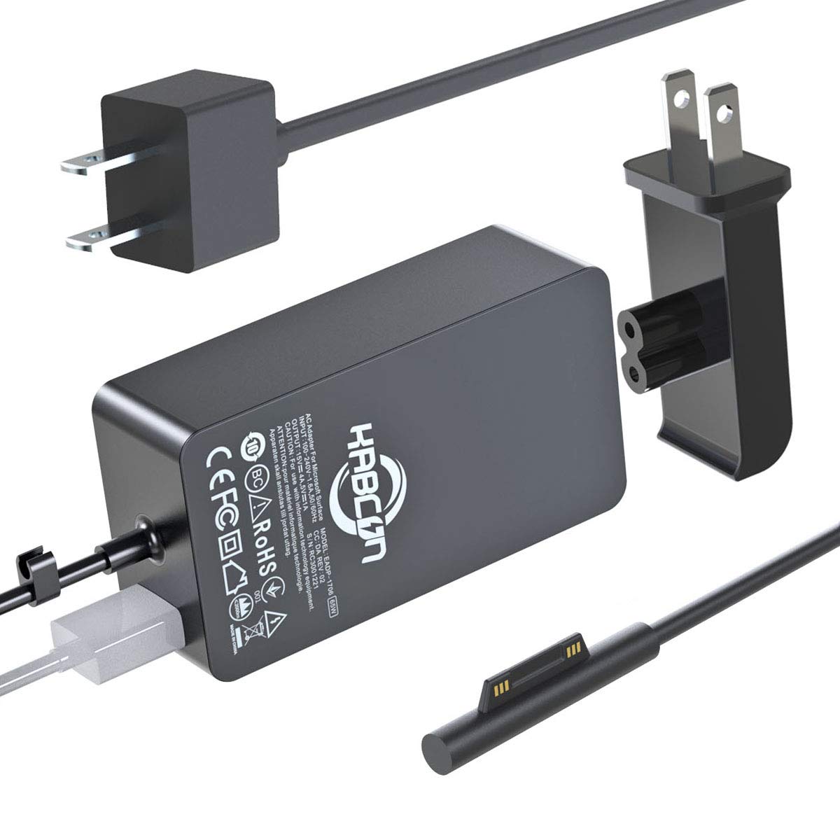Charger for Microsoft Surface Laptop 6 5 4 go Studio 3 2 1, Surface Pro 10 9 8 X 7 6 5 4 3, Surface Go 3 2 1, Surface Book 2 1, 65W Power Adapter with Travel case and 11.2FT Cord