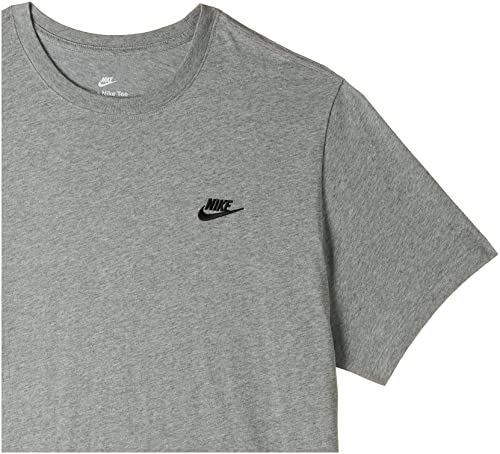 Nike Men's Standard NSW Club Tee, Dark Grey Heather/Black, Large