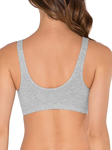 Fruit of the Loom Women's Front Close Builtup Sports Bra, Black/White/Heather Grey 3-Pack, 34
