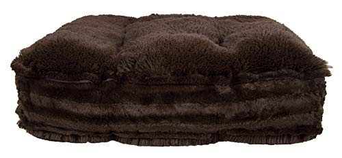 Bessie and Barnie Grizzly Bear/Godiva Brown Luxury Shag Extra Plush Faux Fur Rectangle Pet/Dog Bed (Multiple Sizes)