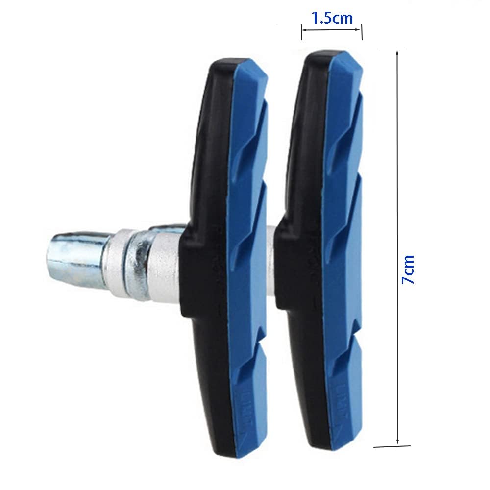 WIROJ 2 Pairs (4 Pieces) MTB Bike Cycle Bicycle Rubber V-Brake Pads No-Noise No-Skid, 70mm (Blue)