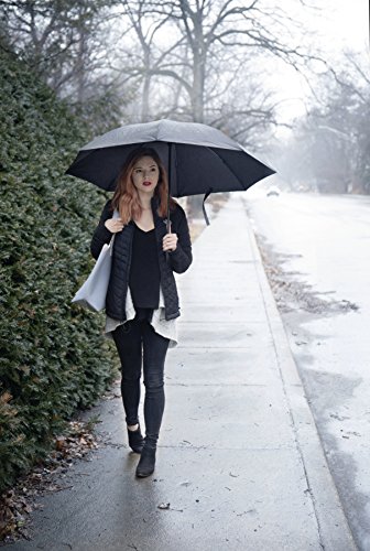 Third Floor Umbrellas 46 Inch Automatic Open and Close Inverted Umbrella – Compact Reverse Umbrella Windproof – Big Lightweight Upside Down UV Travel Umbrella for Car – Closes Inside Out