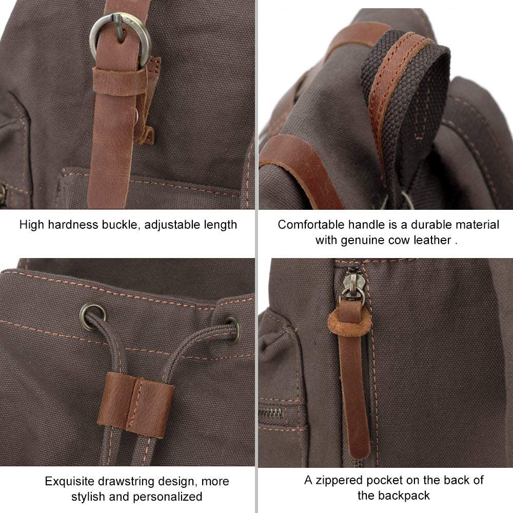 AUGUR High Capacity Canvas Vintage Backpack - for School Travel 12-15" Laptop Backapcks for Men Casual Daypacks Rucksack (M-Army Green)