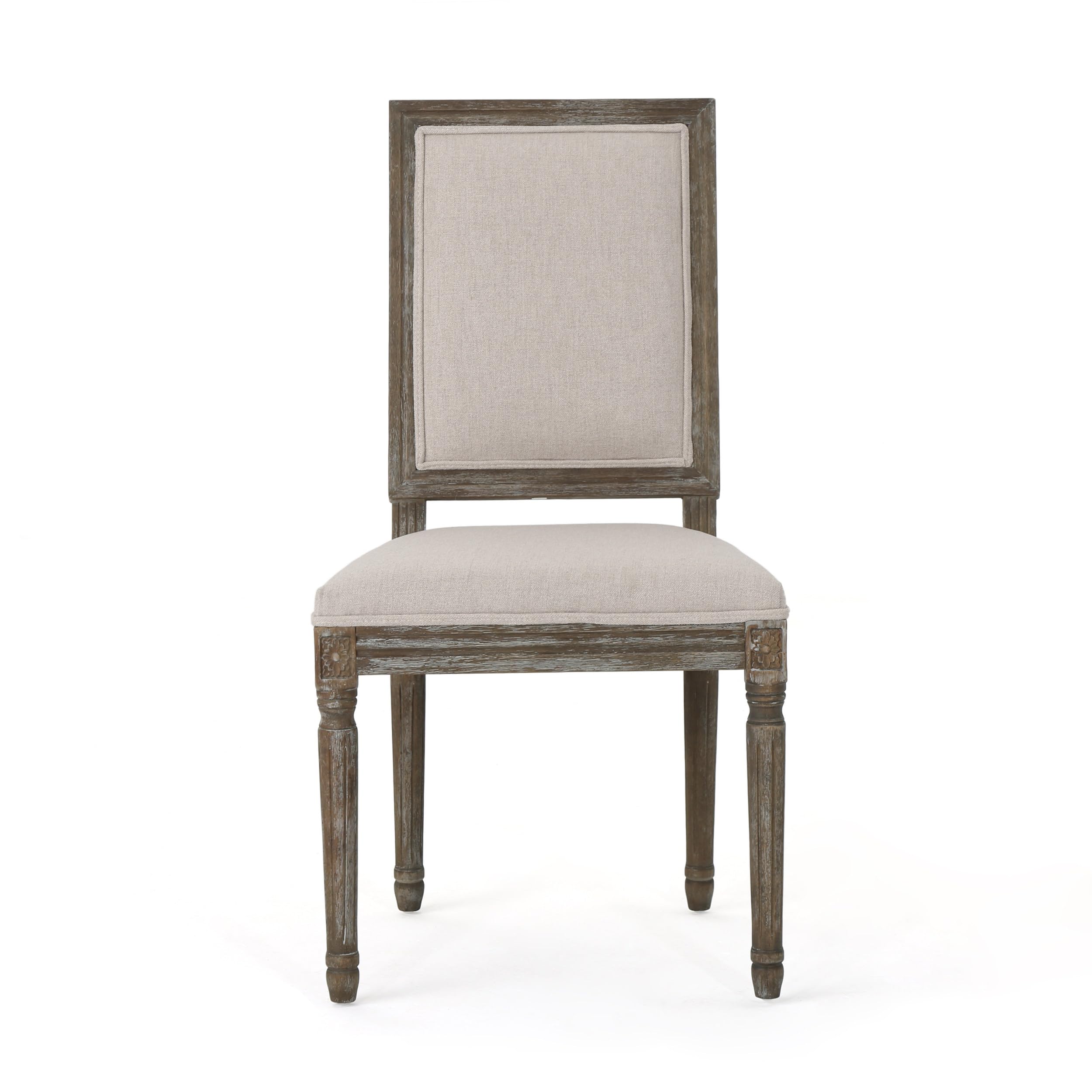 Christopher Knight Home Ledger Traditional Fabric Dining Chairs, 2-Pcs Set, Wheat / Dark Brown