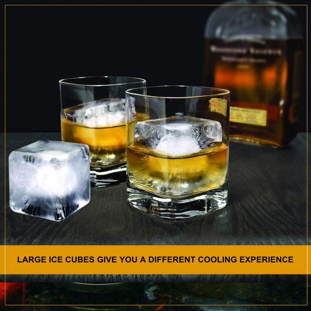 Helpcook Ice Cube trays(set of 2), Silicone Sphere Ice Ball Maker with Lid and Large Square Ice Cube Molds for Whiskey Ice and Cocktails, Food Grade Silicone, Reusable and BPA-Free