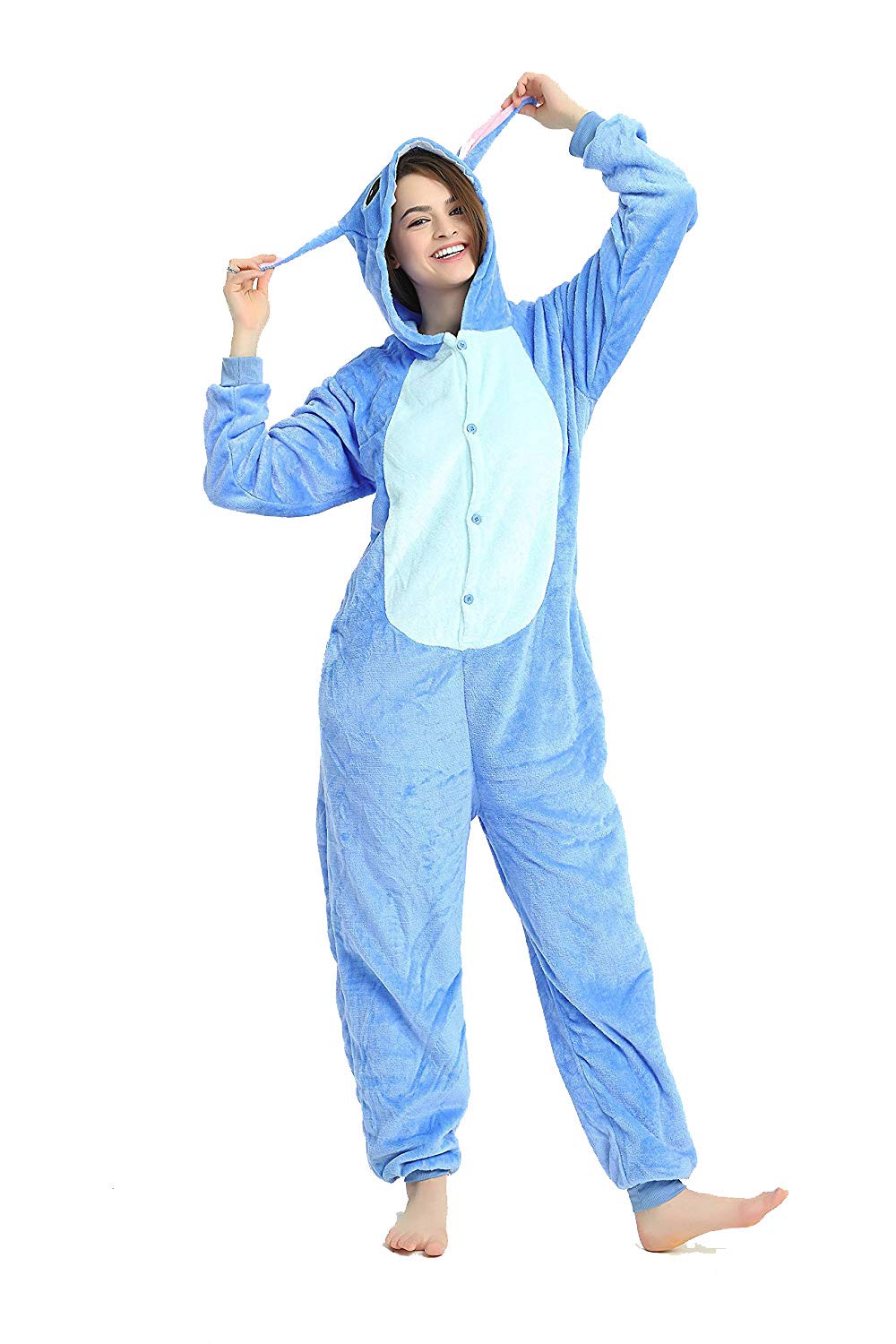 GATHERST EONDEAR Adults Stitch Onesie Halloween Costumes Sleeping Wear Pajamas Blue