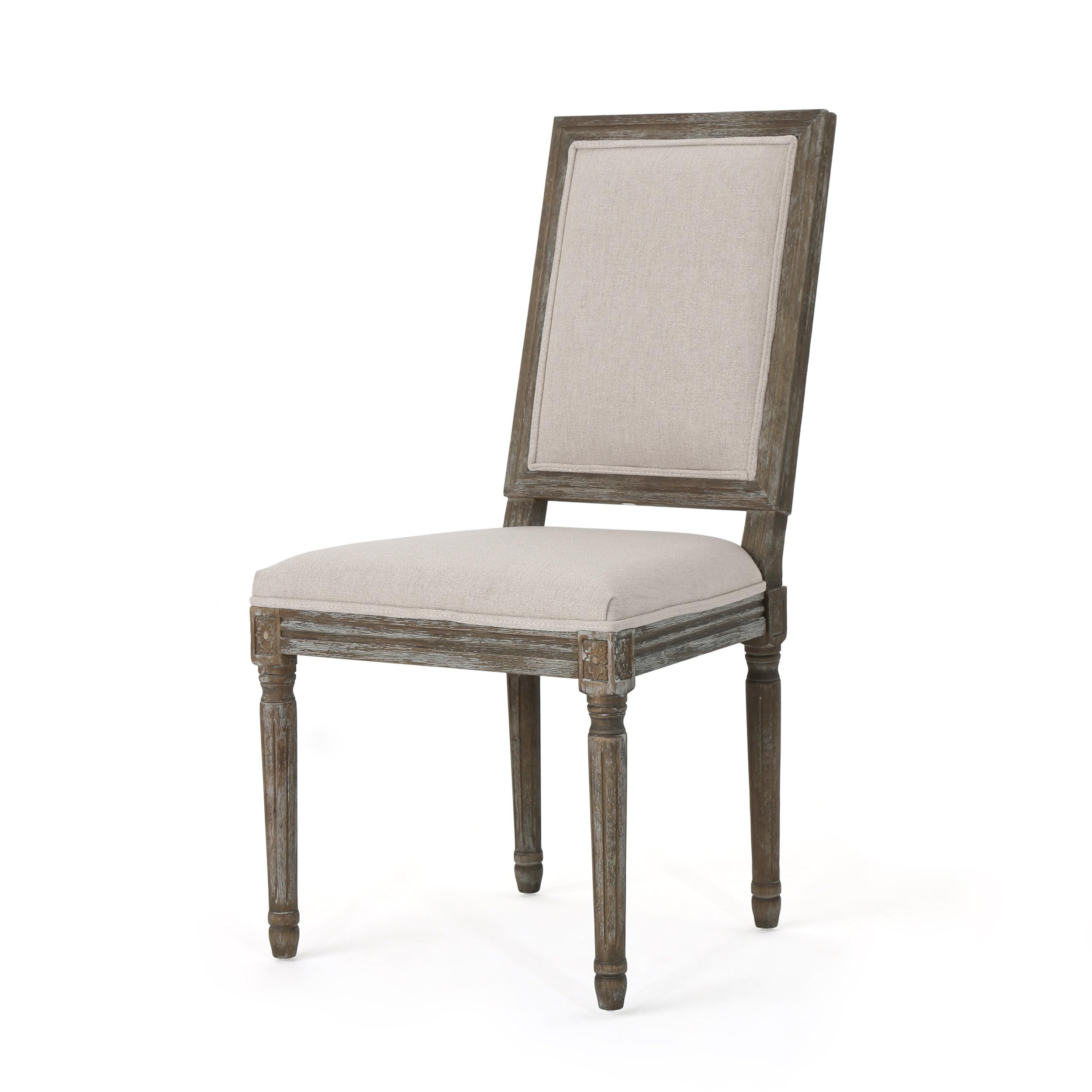 Christopher Knight Home Ledger Traditional Fabric Dining Chairs, 2-Pcs Set, Wheat / Dark Brown