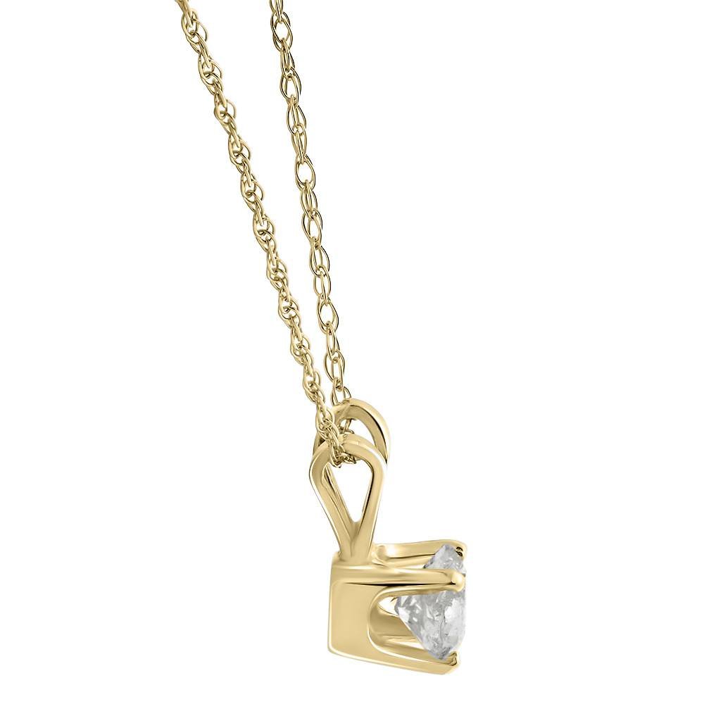 Diamond Solitaire Necklace & Studs Earrings Set 3/4 Carat 14K Yellow Gold