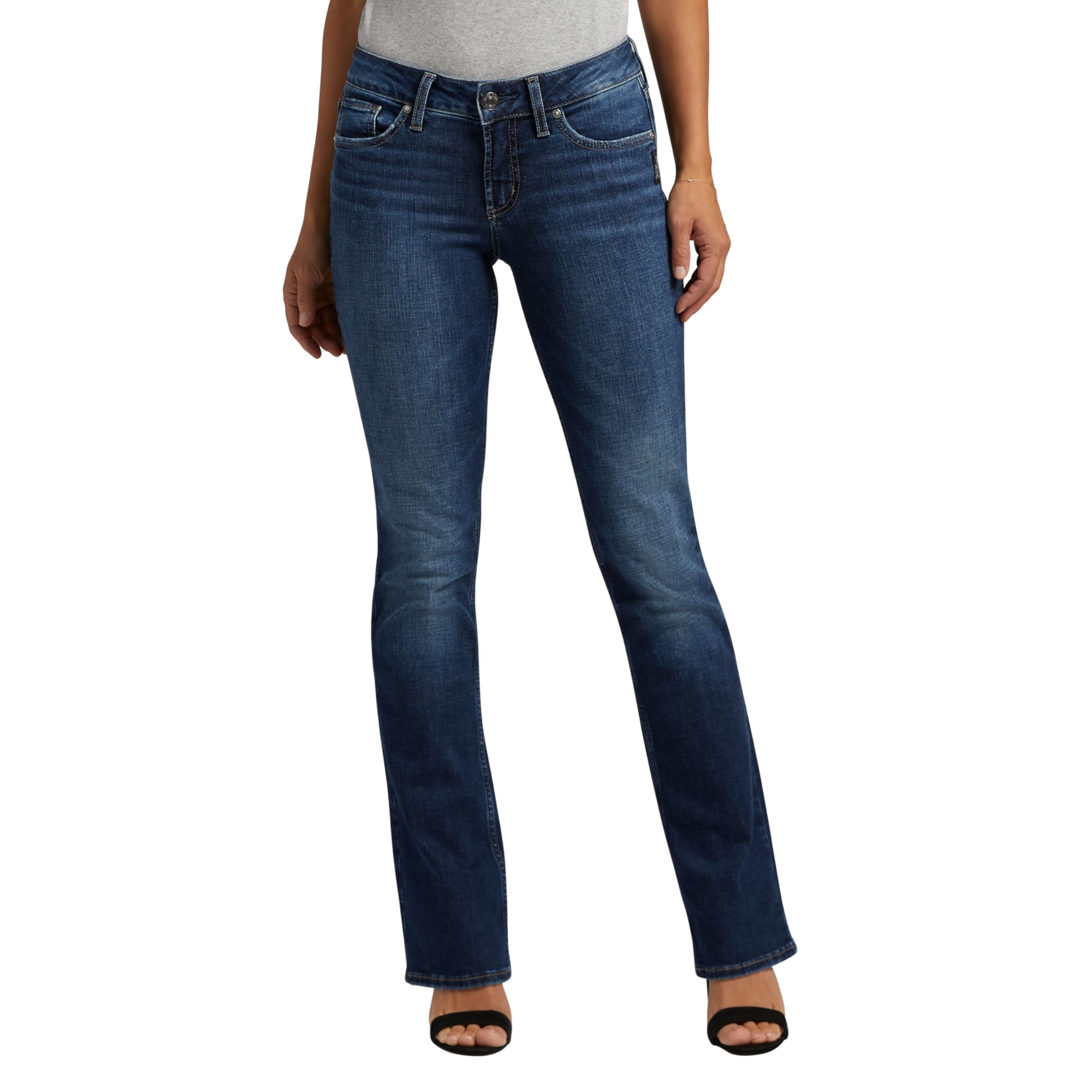 Silver Jeans Co. Women's Suki Mid Rise Curvy Fit Slim Bootcut Jeans, Vintage Dark Wash, 29W x 31L