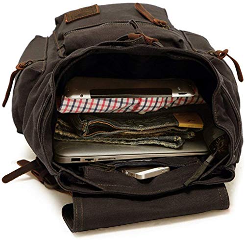 AUGUR High Capacity Canvas Vintage Backpack - for School Travel 12-15" Laptop Backapcks for Men Casual Daypacks Rucksack (M-Army Green)