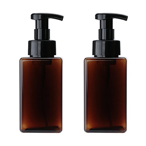 UVIVIU 450ml(15oz) Plastic Foaming Soap Dispensers, Refillable Foam Hand Soap Dispenser Pump Bottle for Liquid Soap Shampoo Bathroom Kitchen Sink (Brown 2 Pcs)