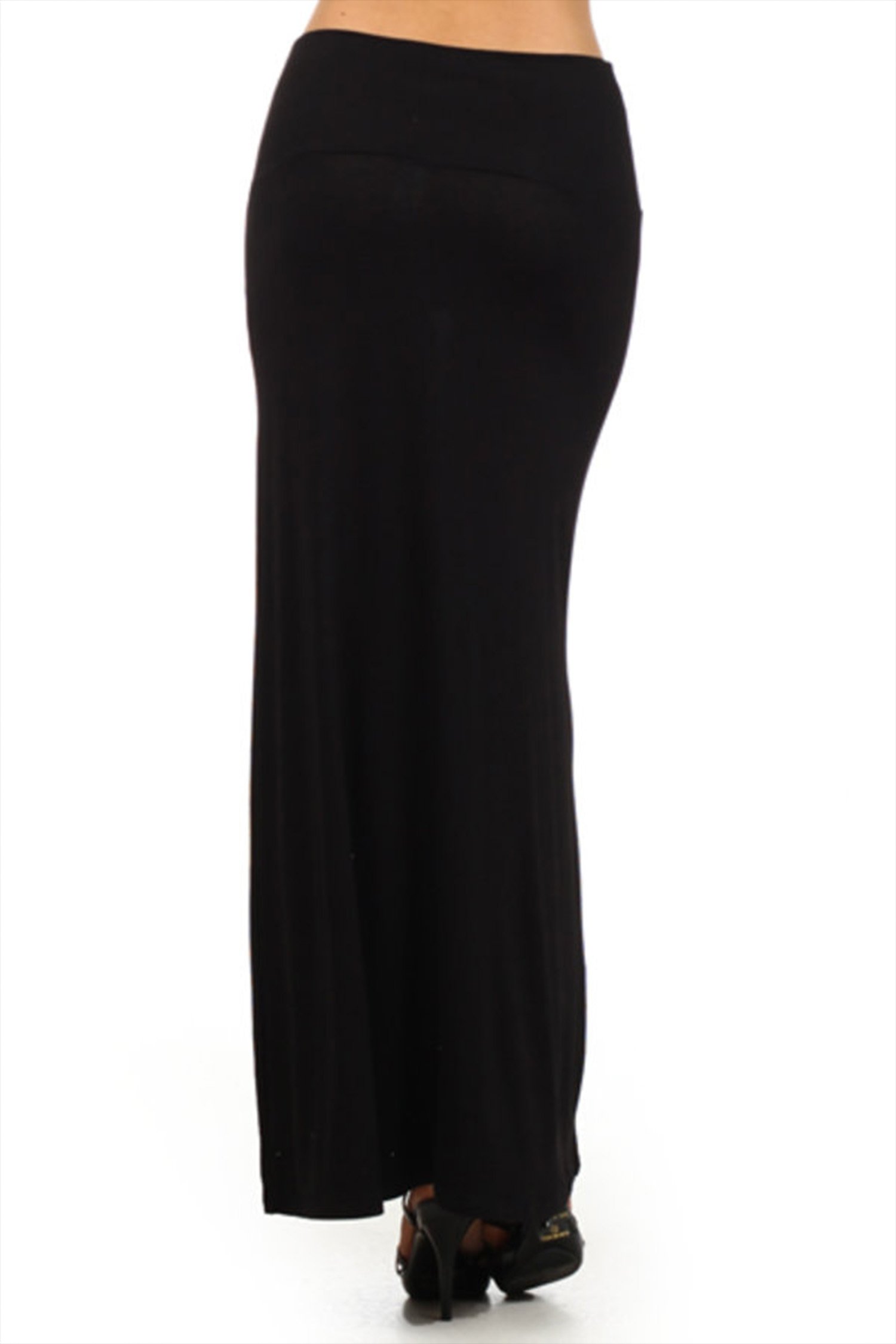 Women's Stylish Spandex Comfy Fold-Over Flare Long Maxi Skirt Made in USA