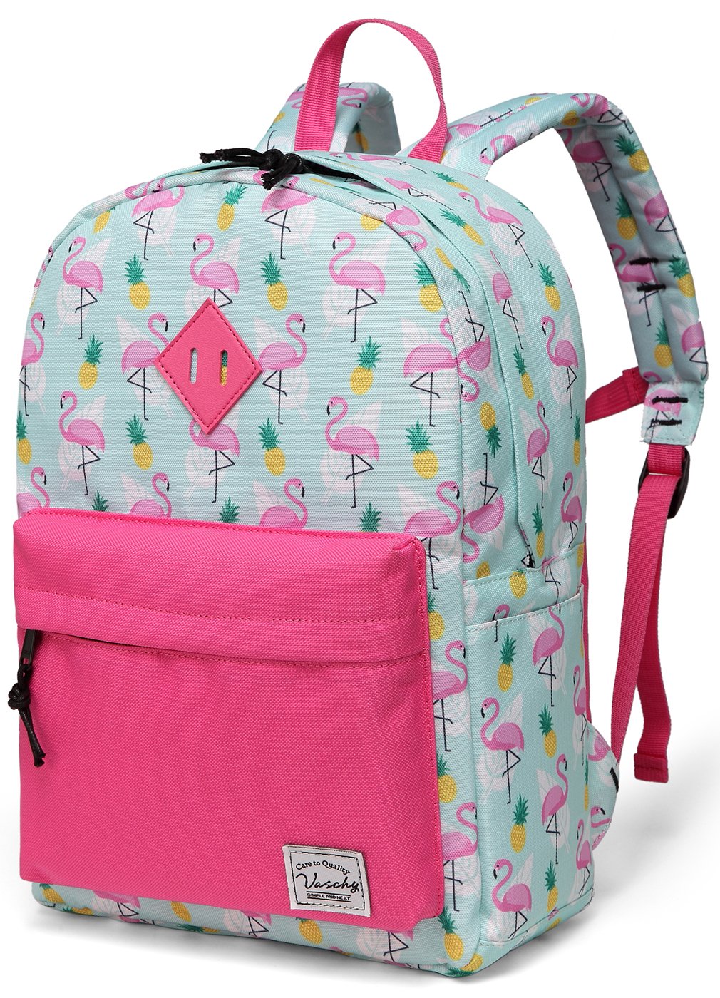 VASCHY Kids Backpack for Little Girls, Preschool Backpacks for Toddler with Chest Strap Cute Pineapple Flamingos