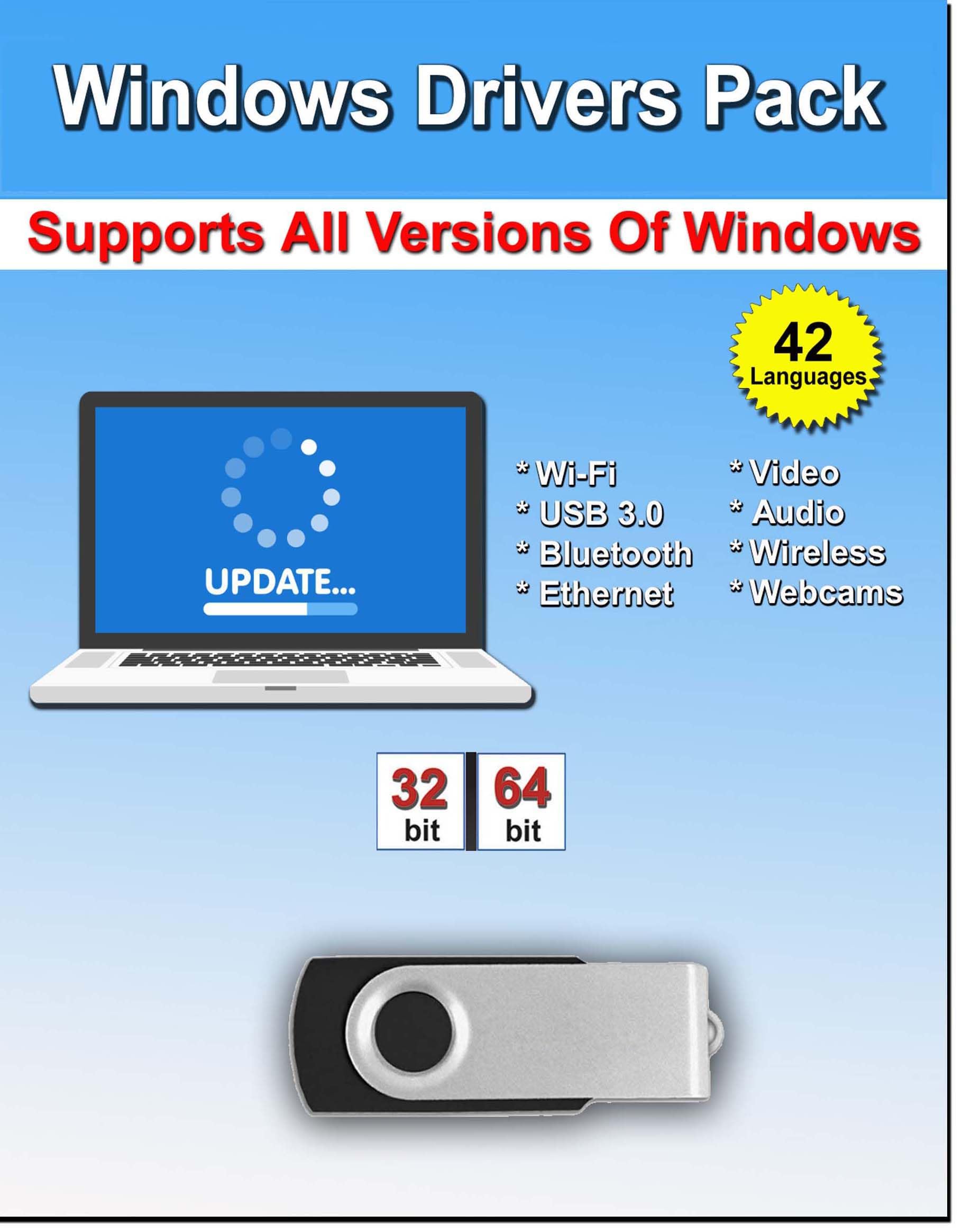 9th & Vine Compatible Windows Driver Pack USB for Windows 11, 10, 8.1, 8, 7, Vista, XP in 32/64 bit for Most PCs/Laptops