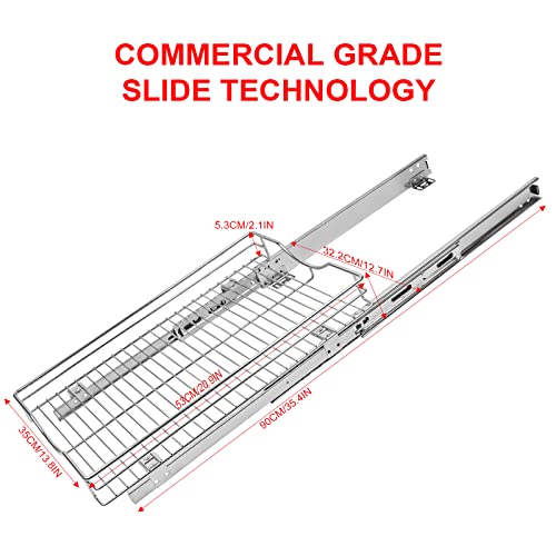 SITE Pull Out Cabinet Organizer 14" W x 21" D Heavy Duty Under Kitchen Cabinet Sliding Shelf,Requires At Least 15β Cabinet Opening, Chrome Finish