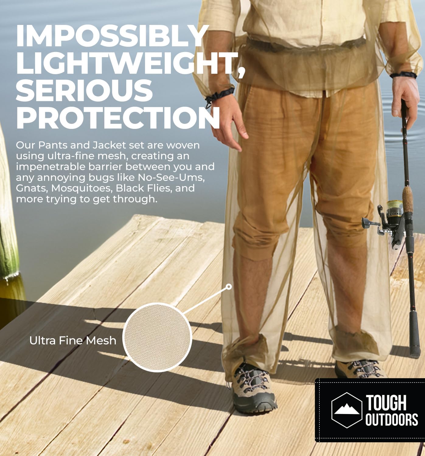 Tough Outdoors Mosquito Jacket - Bug Jacket with Hood for Men and Women - Mosquito Net Jacket for Gardening & Outdoor Protection from Bugs, Flies, Gnats - Green/Jacket Only, Small-Medium