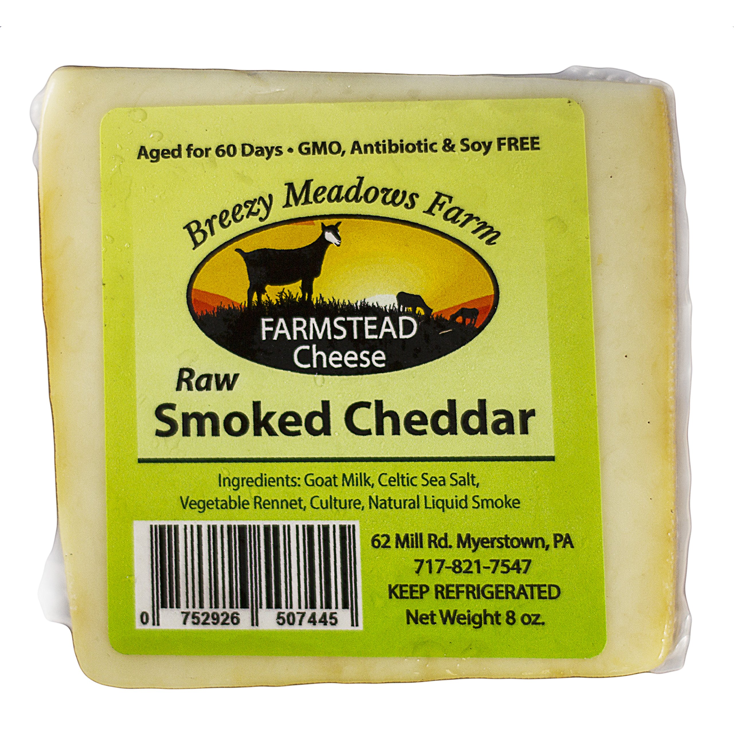 RAW SMOKED CHEDDAR from BREEZY MEADOWS FARM (GOAT MILK ONLY) 8 OZ