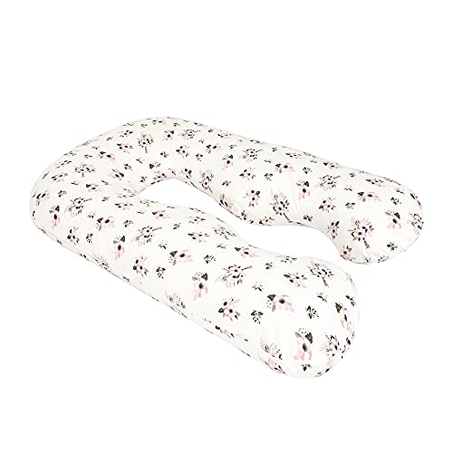 TILLYOU Pregnancy Pillow Cover - Cooling Maternity Pillow Cover for U-Shaped Full Body Maternity Pillow, Soft and Breathable for Expectant Mothers, Floral