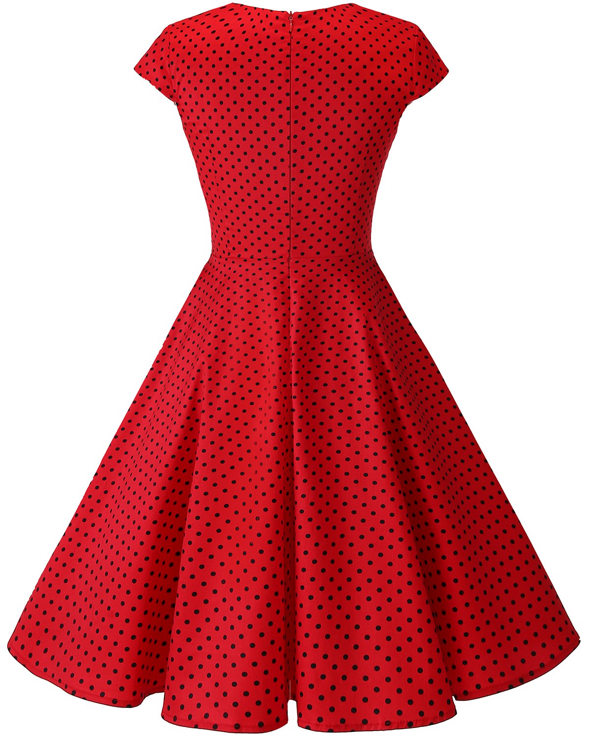 Bbonlinedress Women Short 1950s Retro Vintage Cocktail Party Swing Dresses Red Small Black Dot L