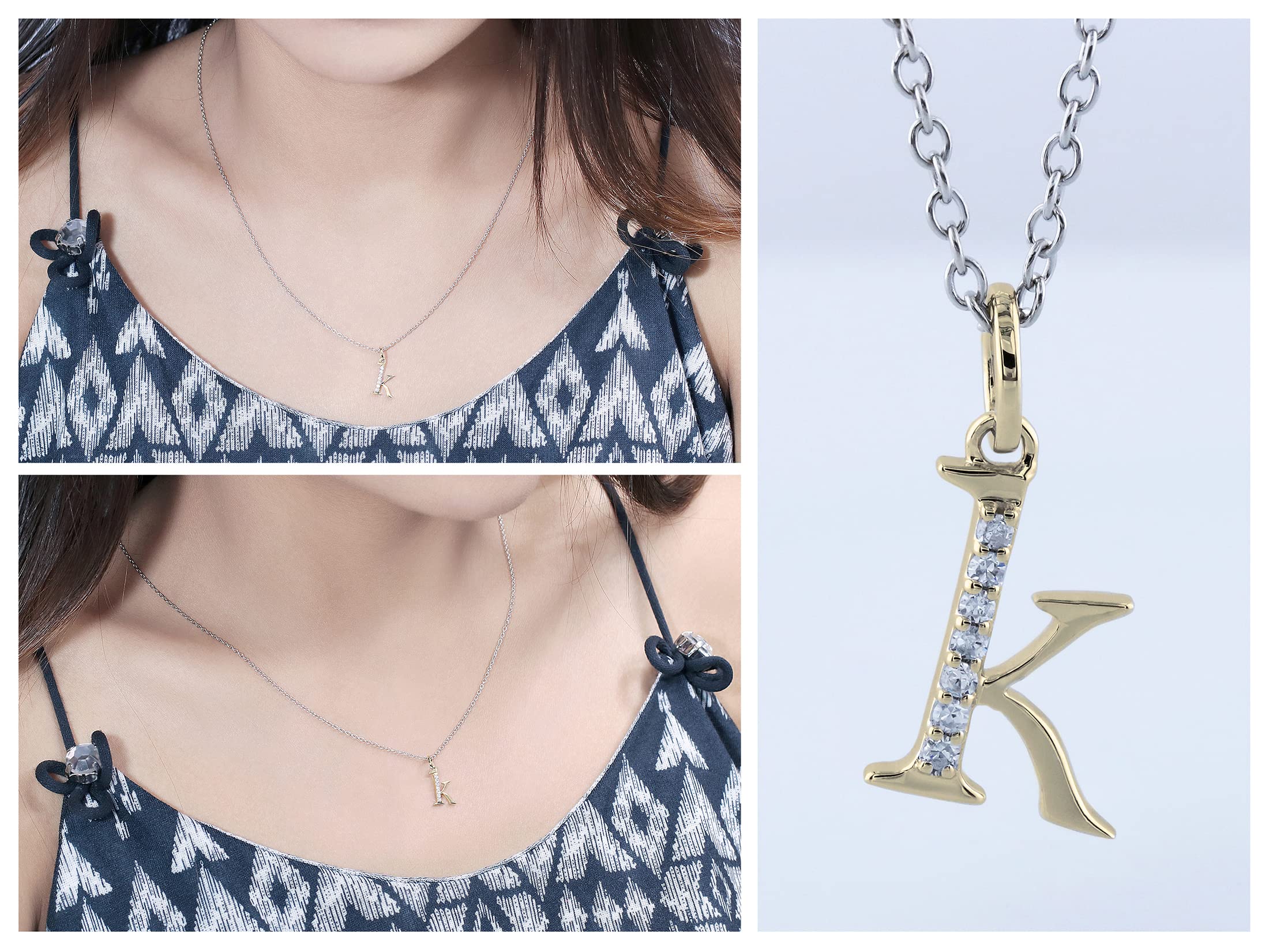 Dazzlingrock Collection 0.05 Cttw Round White Diamond Lowercase Initial 'k' Pendant Necklace with 18 inch Silver Chain for Women in 14K Solid White Gold