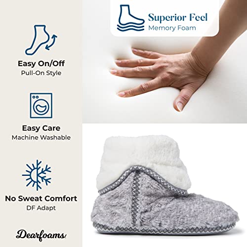 Dearfoams womens Beth Foldover Boot Slipper, Grey Frost, Large US