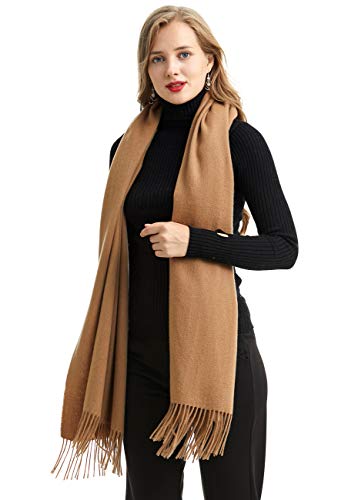 MARUYAMA Cashmere Stole, 100% Cashmere, Gorgeous & Natural, Satisfactry Large Scarf, Wrap, 78.7x27.5 in, 11.3 oz, # K0101 (Camel)