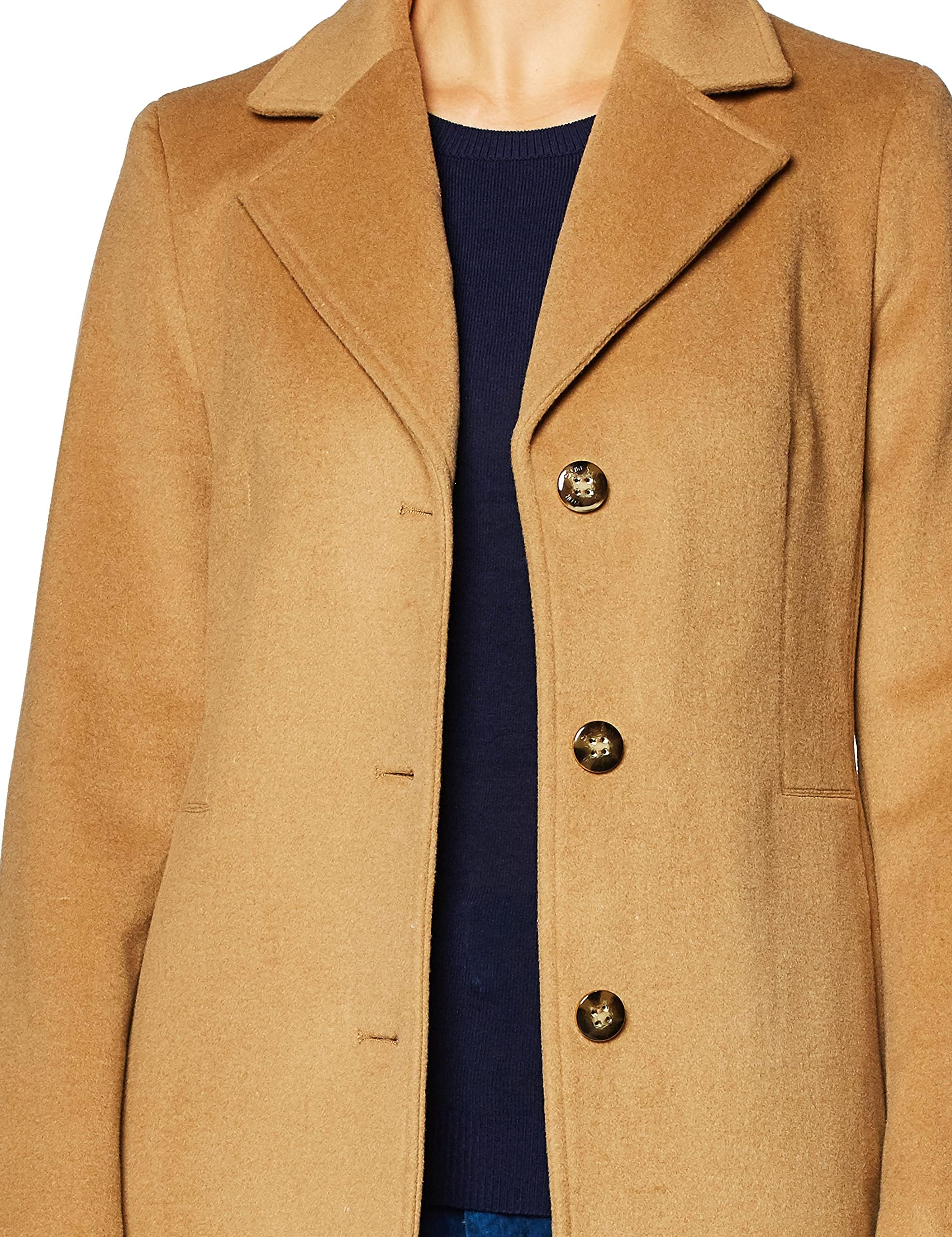 Calvin Klein Women's Classic Cashmere Wool Blend Coat, Camel Classic, 14