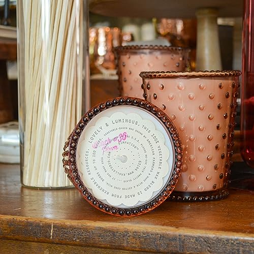 Simpatico No. 36 Beach Plum Hobnail Candle, Springtime Fruity Vanilla Blossom Scent, Pressed Hobnail Glass Jar, 100-Hour Burn Time, Scented Candles for Home, 16 oz