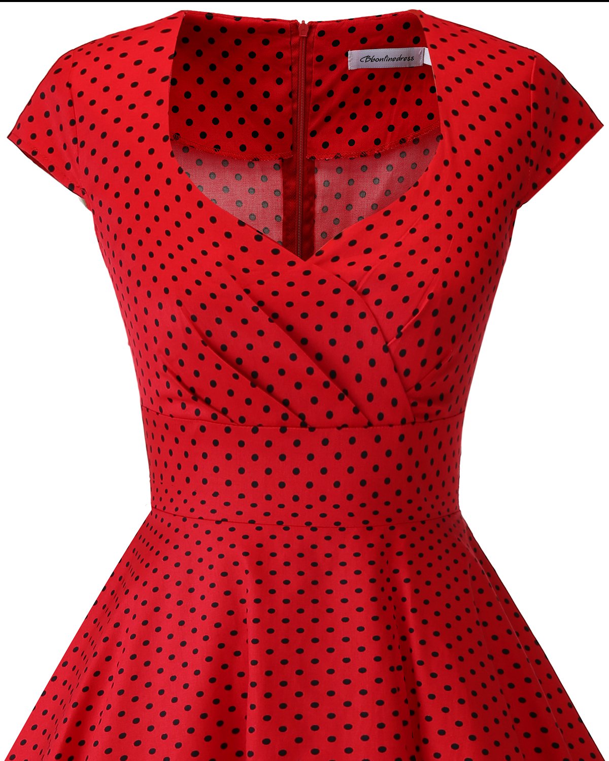 Bbonlinedress Women Short 1950s Retro Vintage Cocktail Party Swing Dresses Red Small Black Dot L