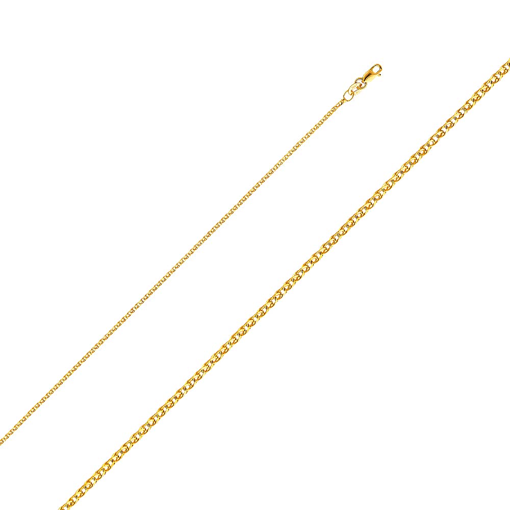 Wellingsale 14K Solid Yellow Gold 1.5mm Open Wheat Chain with Lobster Claw Clasp - 16" Inches