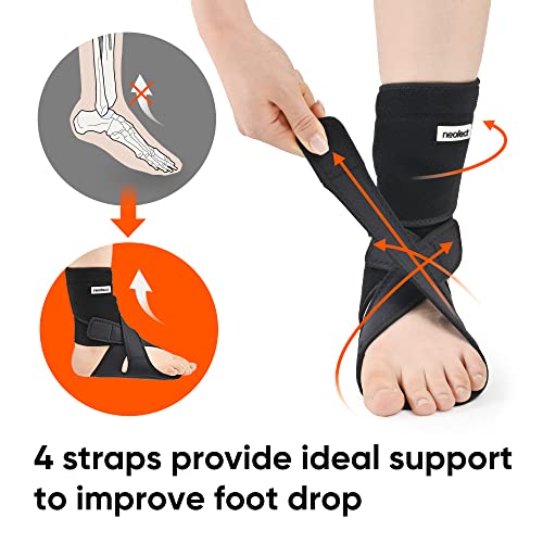 NEOFECT Drop Foot Brace Black Right AFO Ankle Brace for Walking, Stroke Recovery Equipment, Soft Night Splint for Foot Drop