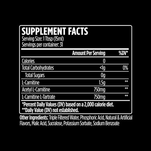 L-Carnitine 3000 Liquid | 3000 mg Carnitine Supplement | Zero Calorie Zero Sugar Keto Friendly for Men and Women – Great Tasting| 31 Servings (Patriot Pop, 16 fl. oz.)
