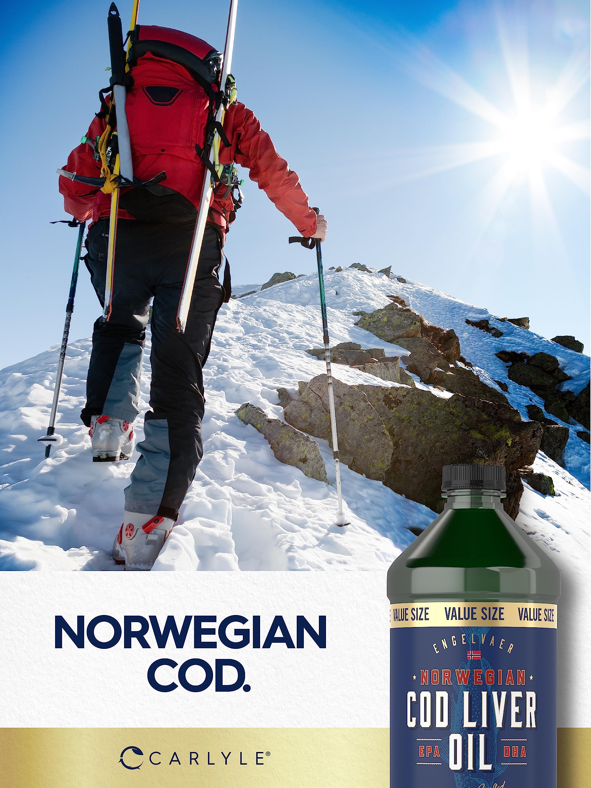 Carlyle Norwegian Cod Liver Oil | 16oz | Pack of 3 Bottles | Liquid Unflavored Fish Oil Supplement | Non-GMO, Gluten Free