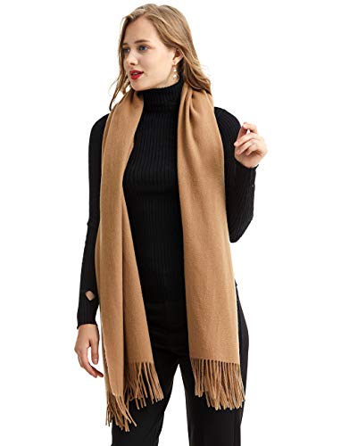 MARUYAMA Cashmere Stole, 100% Cashmere, Gorgeous & Natural, Satisfactry Large Scarf, Wrap, 78.7x27.5 in, 11.3 oz, # K0101 (Camel)