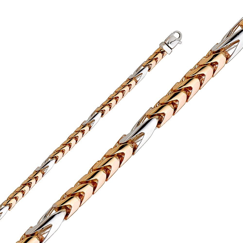 Wellingsale 14K Solid Yellow Gold 5mm Artisan Handmade Anchor Chain with Lobster Claw Clasp - 26" Inches